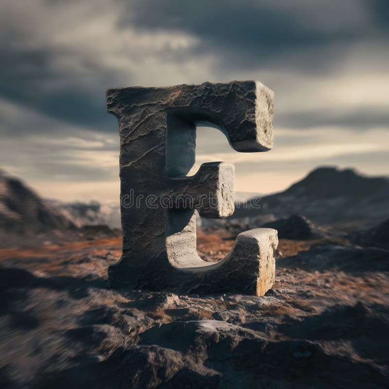 3D View of the Letter E with a Stone Texture Ai Generate Stock ...