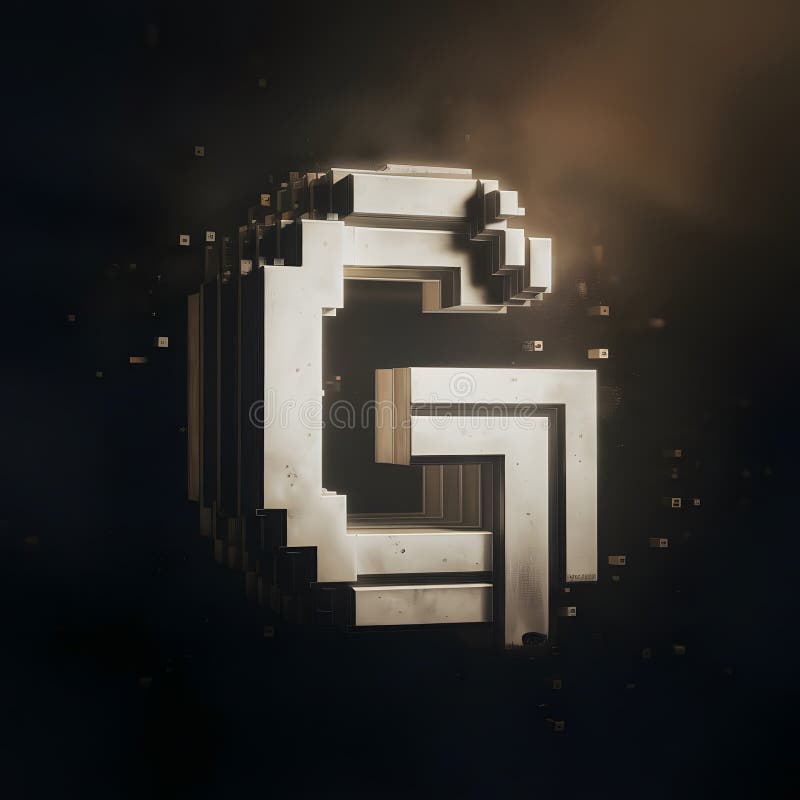 3D Render Letter G with a Pixelated Design Image Generated by Ai Stock ...