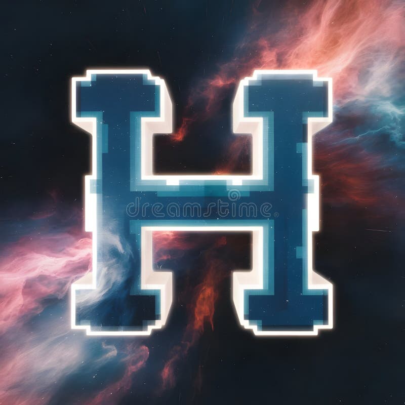 3D Render Letter H with Pixelated Design Image Generated by Ai Stock ...