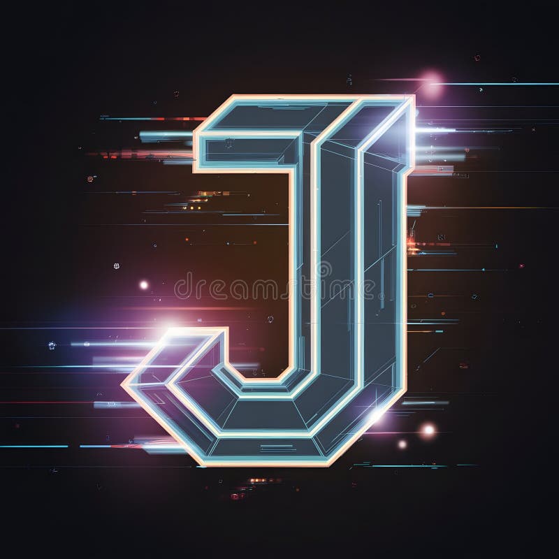 3D Render Letter J with Pixelated Design Image Generated by Ai Stock ...