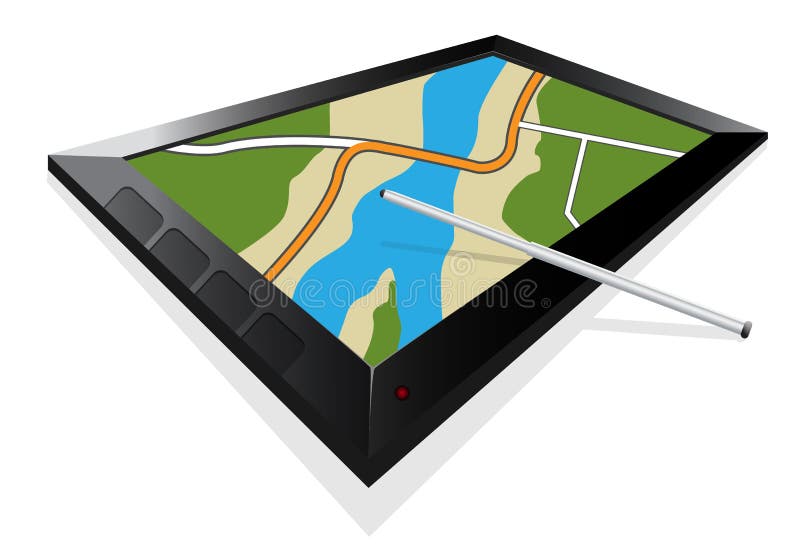 3D View of a Map Navigation on a Tablet Stock Vector - Illustration of ...