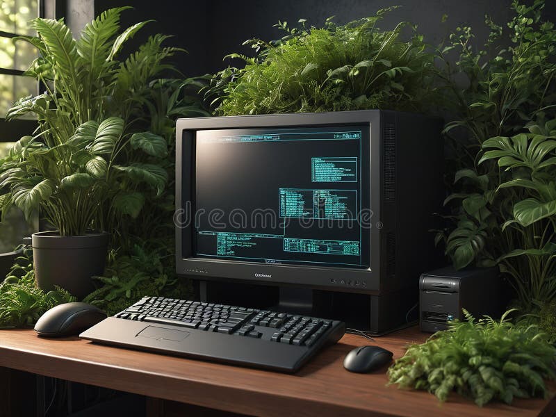 3d View of Personal Computer with Vegetation - Generated by Ai Stock ...