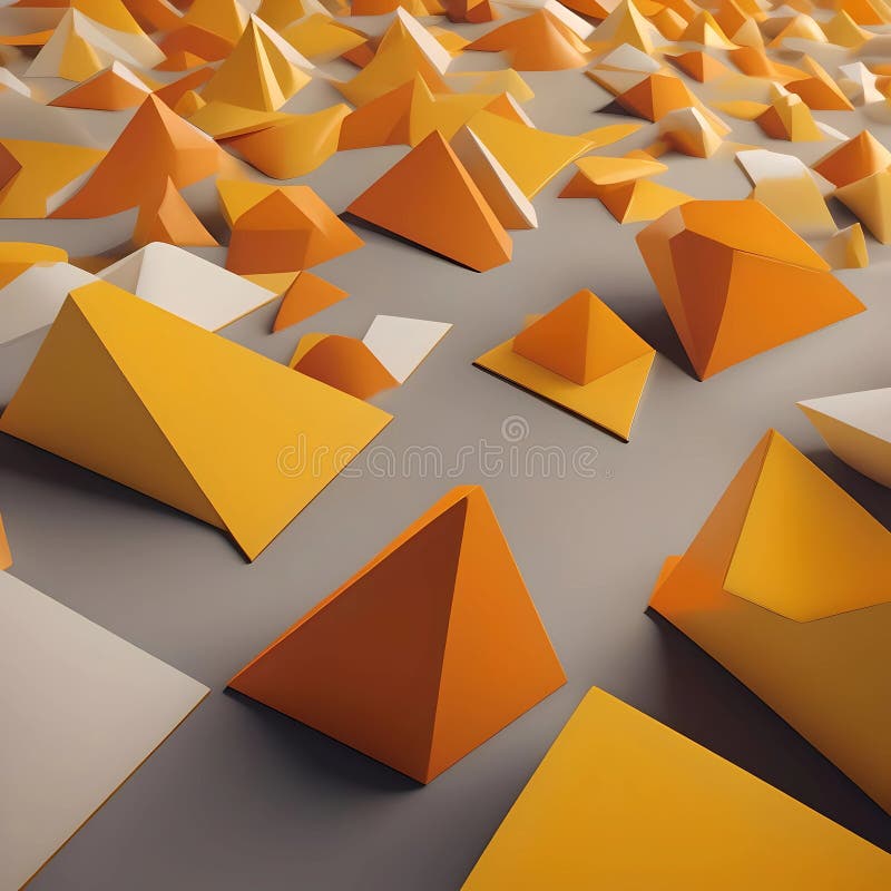 3D View Yellow Abstract Pattern Texture, Futuristic and Dynamic Background Squares, Triangles ...