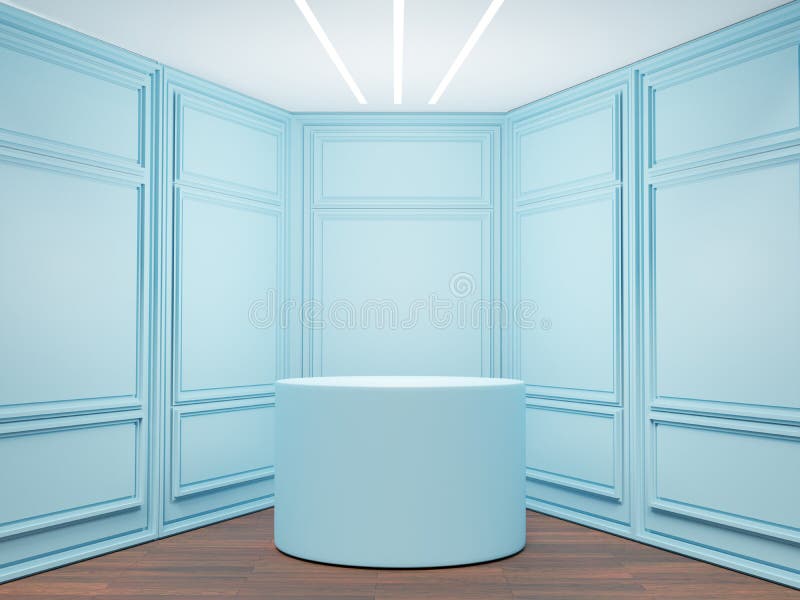 3D of Vintage Modern Interior of Exhibition Room, Empty Room with Empty ...