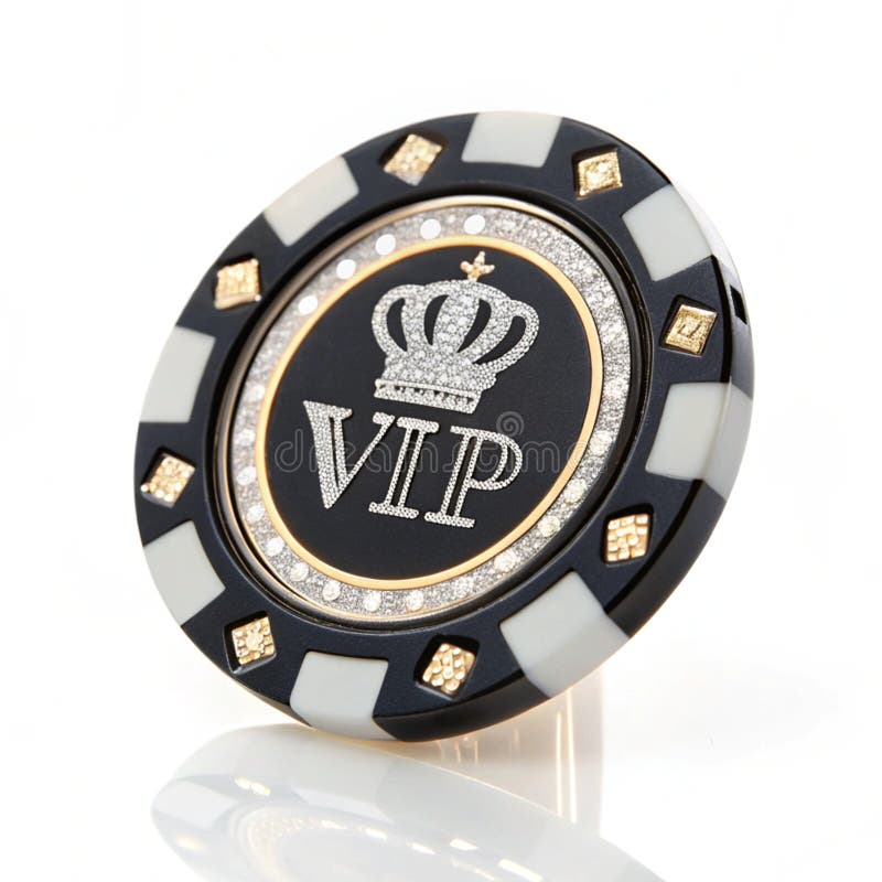 3D VIP Poker Chip with Ring and Light Effect Isolated on White Background Stock Illustration ...