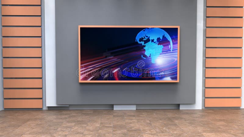3D Virtual News Studio Background Stock Illustration - Illustration of ...