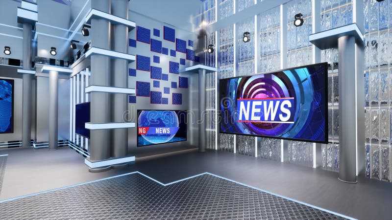 3D Virtual News Studio Background Stock Footage - Video of newsroom ...