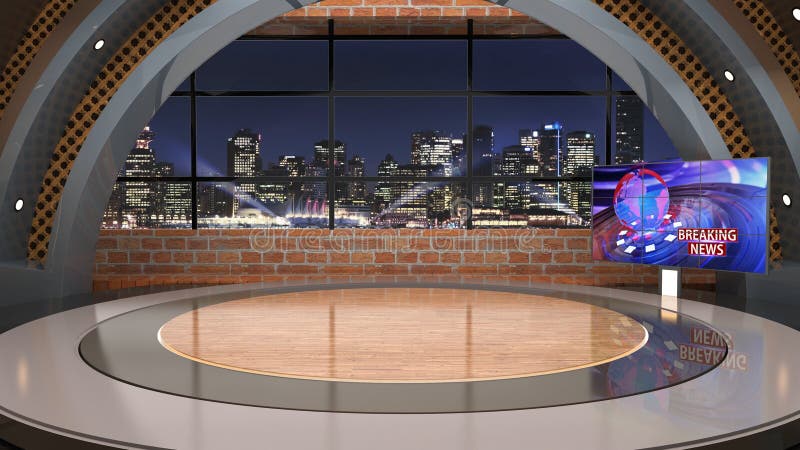 3D Virtual News Studio Background Stock Illustration - Illustration of ...