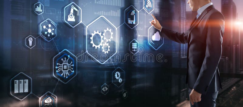 3D Virtual Screen Dashboard with Project Management with Icons of ...