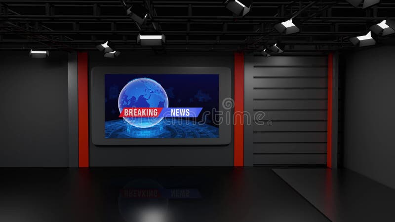 3D Virtual TV Studio News, Backdrop for TV Shows .TV on Wall Stock ...