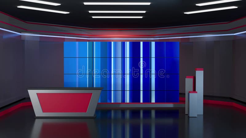 3D Virtual TV Studio News, Backdrop for TV Shows .TV on Wall Stock ...