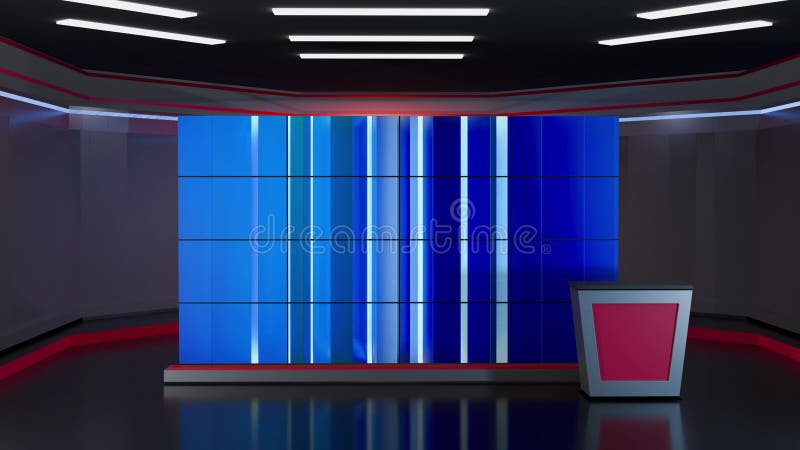 3D Virtual TV Studio News, Backdrop for TV Shows TV on Wall. News Studio Background Stock Photo ...