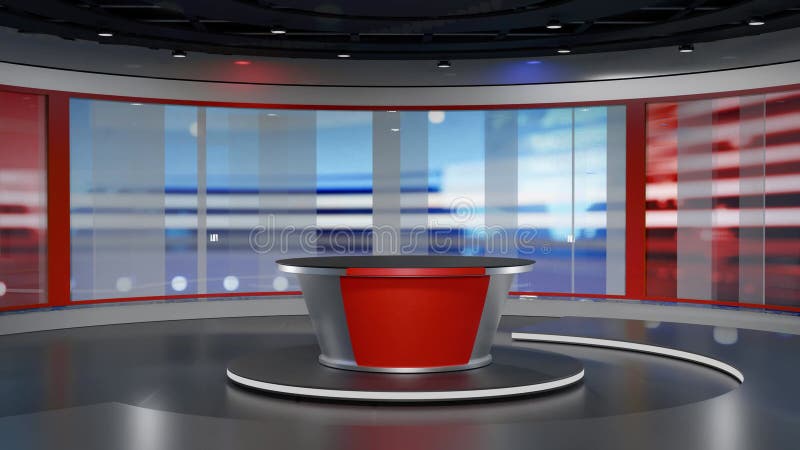 3D Virtual TV Studio News, Backdrop for TV Shows .TV on Wall Stock ...