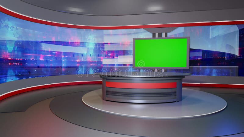 3D Virtual TV Studio News, Backdrop for TV Shows .TV on Wall Stock ...
