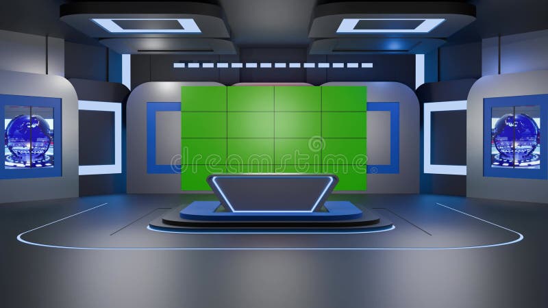 3D Virtual TV Studio News, Backdrop for TV Shows .TV on Wall Stock ...
