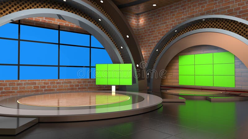 3D Virtual News Studio Background Stock Illustration - Illustration of ...