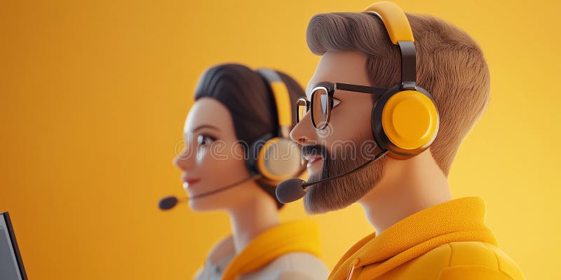3D Visual of Customer Service Agents Delivering Solutions and Engaging ...