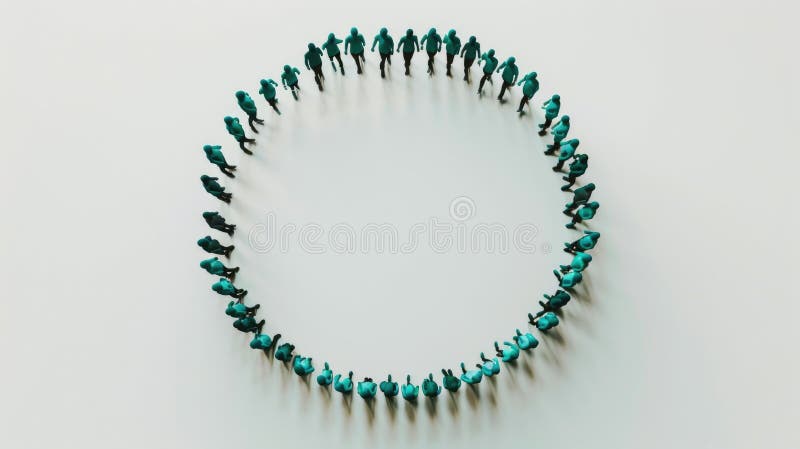 3D Visual of Individuals in a Circle Symbolizing Unity, Teamwork, and ...