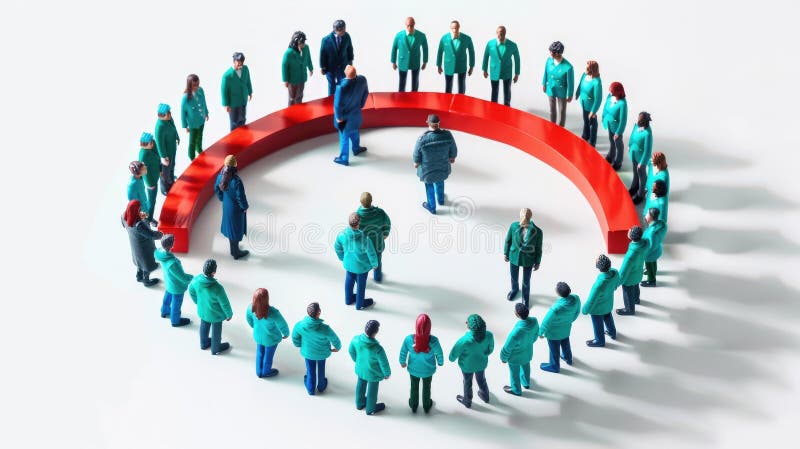 3D Visual of Individuals in a Circle Symbolizing Unity, Teamwork, and ...