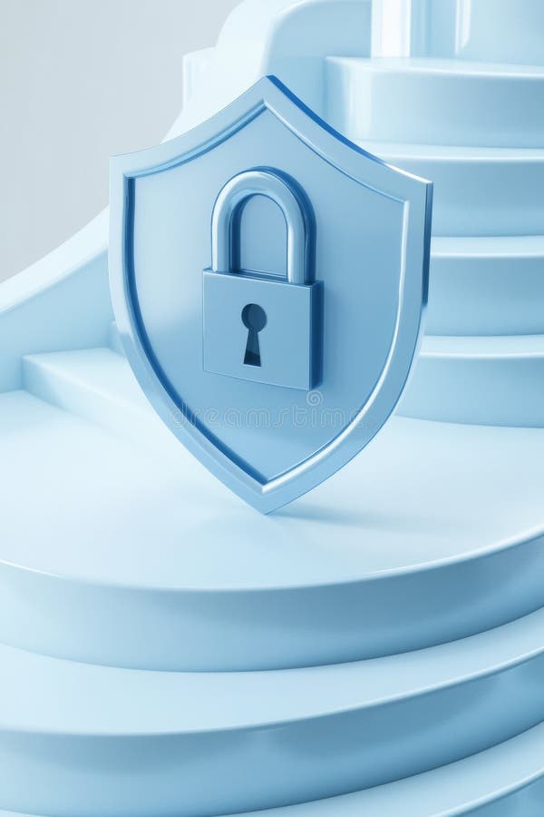 A 3D Visual Representation of a Blue Shield and Padlock Serves As a ...