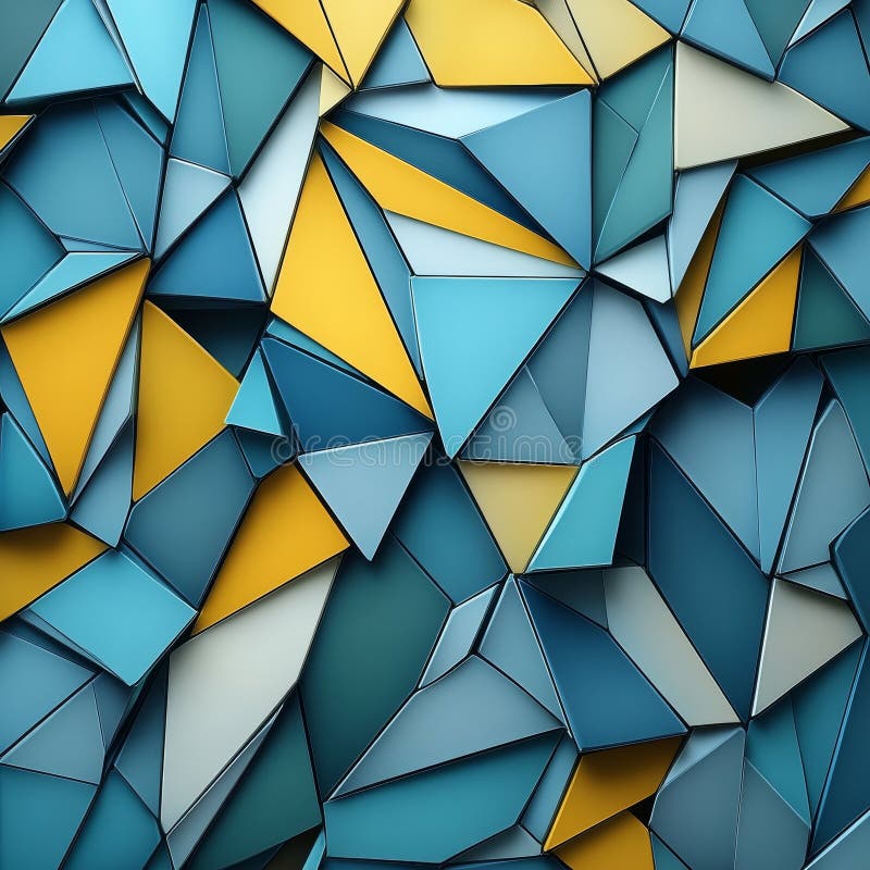 A 3D Visual Representation Featuring Jagged, Angular Elements in Blue ...