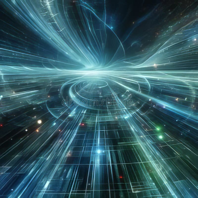 A 3D Visual of Swirling Light Beams in a Futuristic Space, Creating a ...