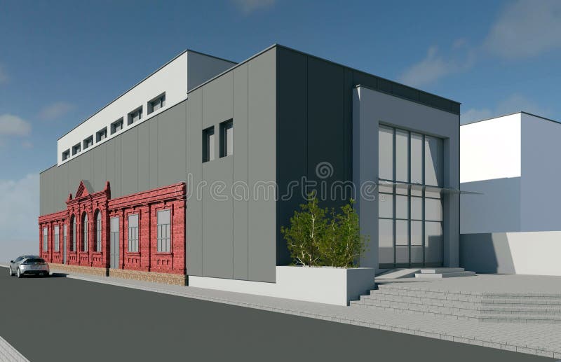 3D Render Art Gallery Exterior Stock Illustration - Illustration of ...