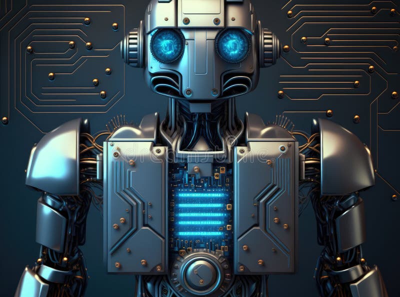 3D Visualization of an AI Avatar Represented by a Futuristic Robot with ...