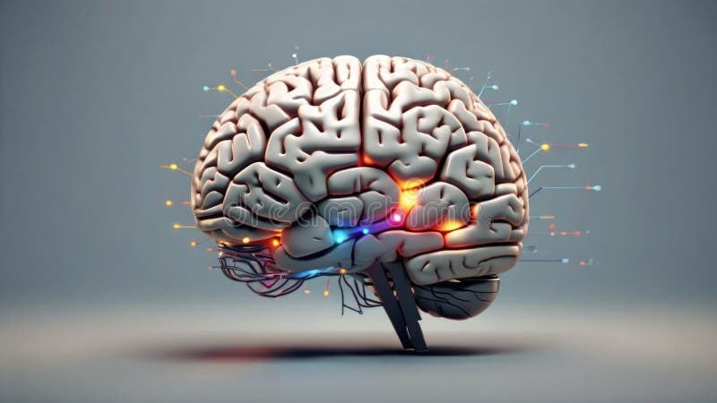 A 3D Visualization of a Brain, with Different Parts Lighting Up and ...