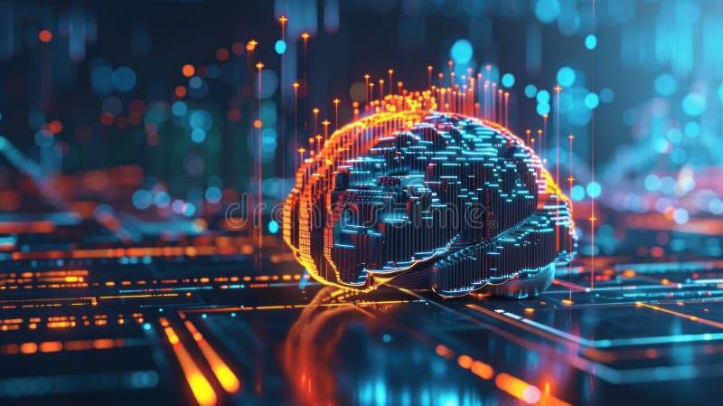 A 3D Visualization of a Brain Made of Financial Graphs and Charts ...