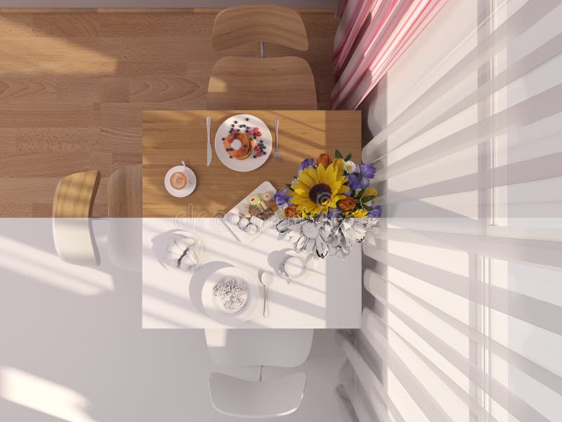 3D Visualization Collage of Interior Design Kitchen Stock Illustration ...