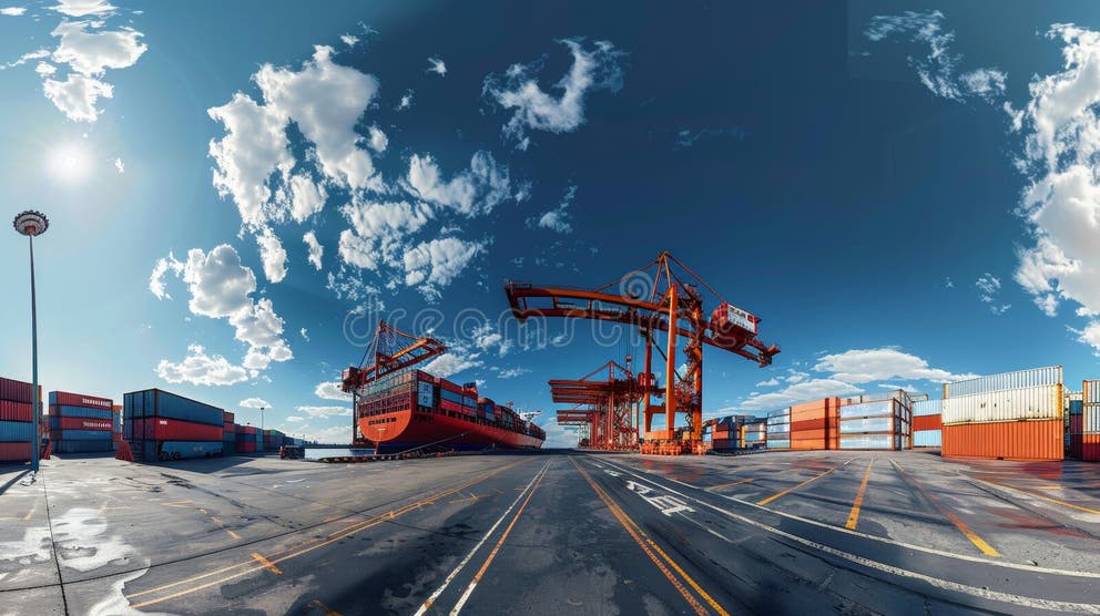 3d Visualization of a Container Ship at Quanzhou Port with Crane and ...