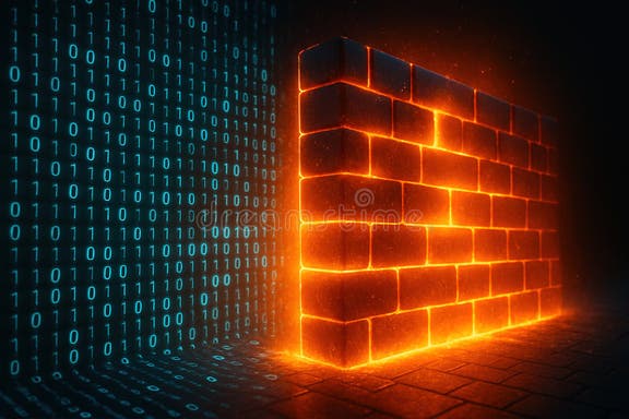 3D Visualization of Digital Firewall Blocking Data. Ai-generated Stock ...