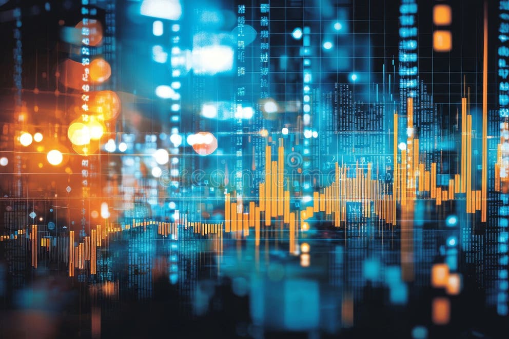 3D Visualization of a Financial Trading Chart with Candlesticks and Bar ...