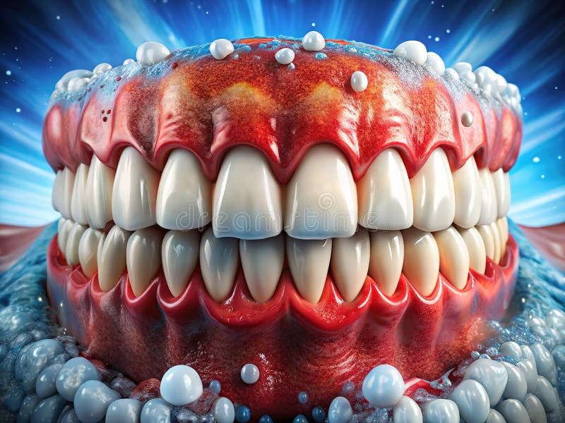 3D Visualization of Gingivitis Bleeding Gums and White Teeth a Double ...