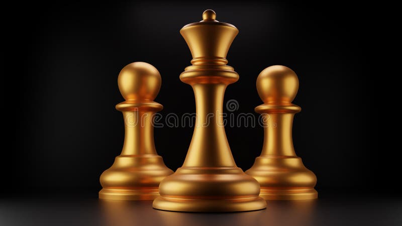 Gold Queen Chess, Standing Against Black Background Stock Illustration ...