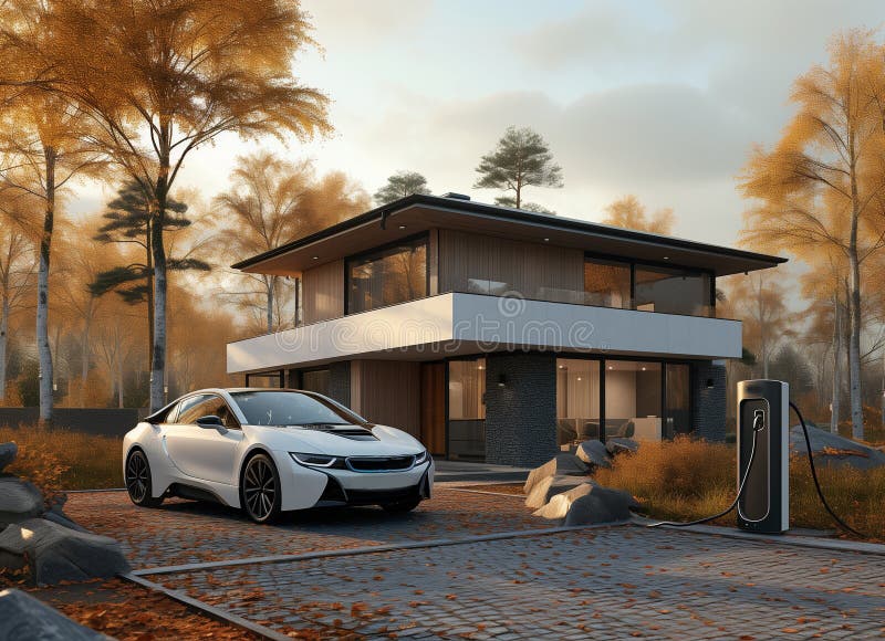 3d Visualization of the House in a Modern Style. Unique Facade Stock ...