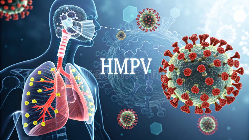 3D Visualization of Human Body with HMPV Virus Stock Illustration ...