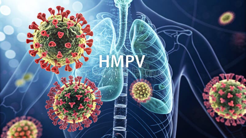 3D Visualization of Human Body with HMPV Virus Stock Illustration ...