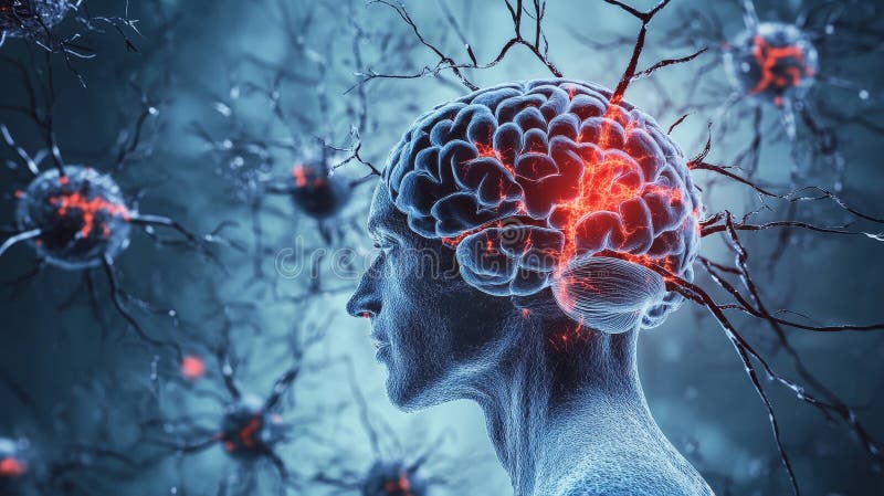 3d Visualization of Human Figure Highlighting Brain Center in ...