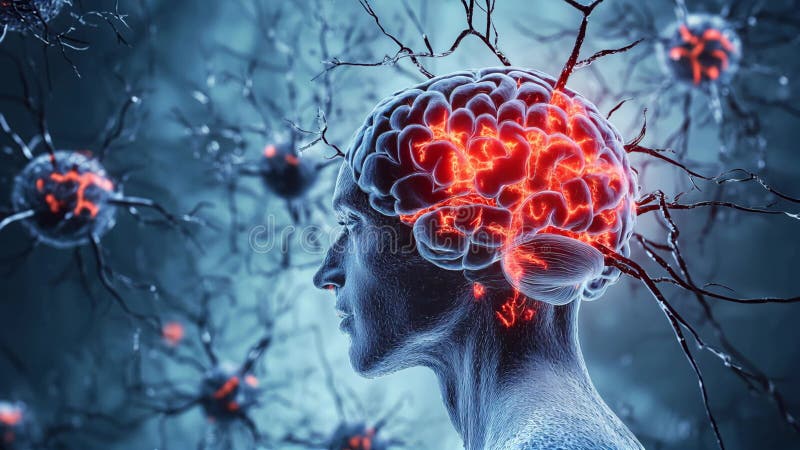 3d Visualization of Human Figure Highlighting Brain Center in ...