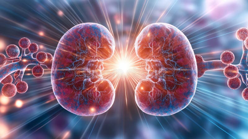 3D Visualization of Human Kidneys with Vibrant Colors and Glowing ...