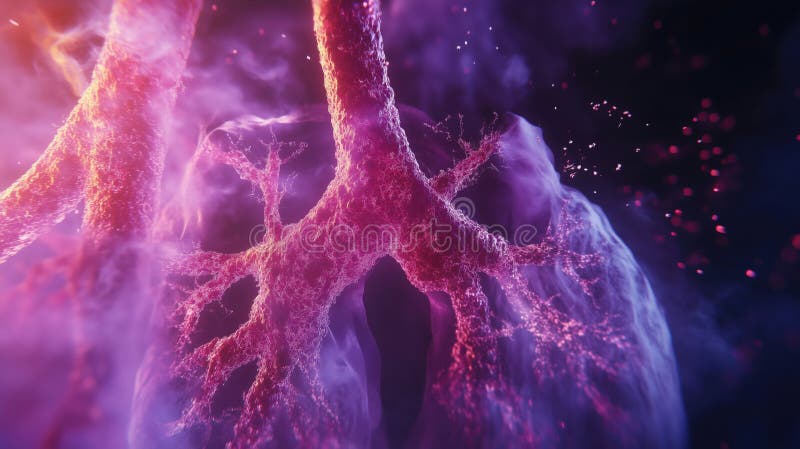 3D Visualization of Human Lungs with Vibrant Colors and Intricate ...