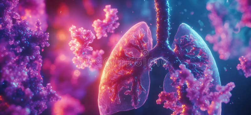 3D Visualization of Human Lungs with Vibrant Colors and Microscopic ...