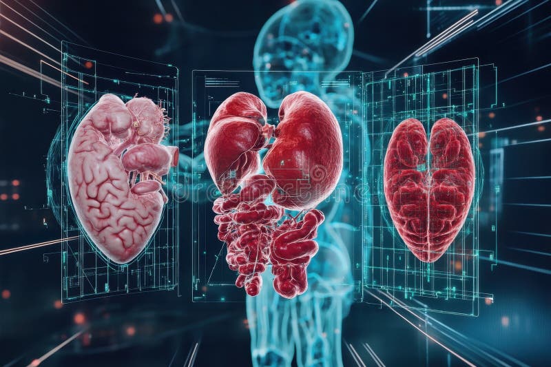 3D Visualization of Human Organs with Digital Overlay in a Futuristic ...