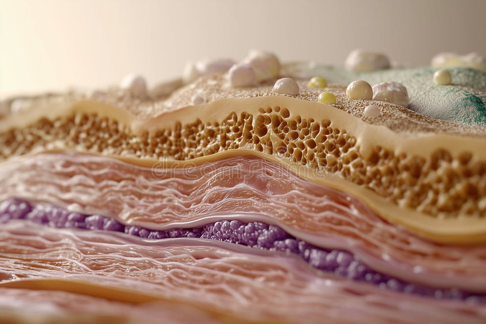 3D Visualization of the Human Skin Layers, Highlighting Dermis and ...