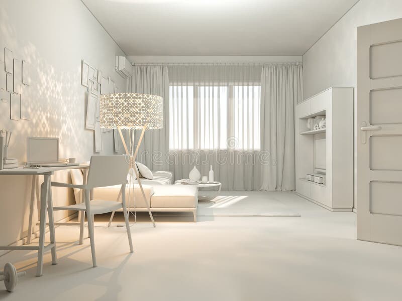 3D Visualization of Interior Design Living in a Studio Apartment Stock ...
