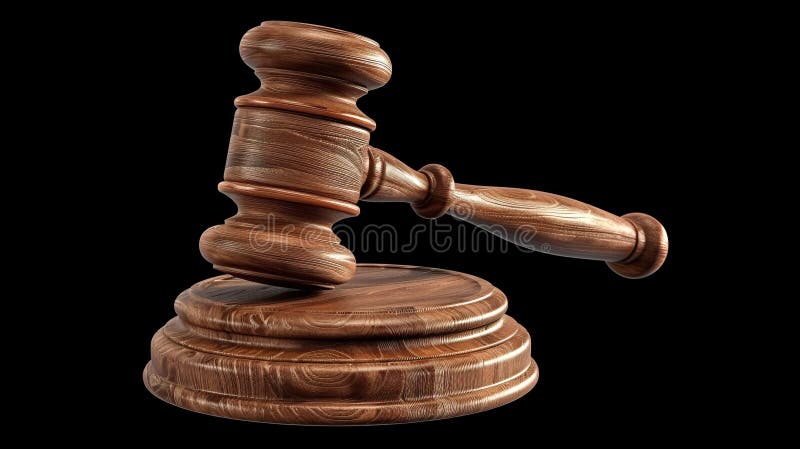 3d Visualization of a Judge S Wooden Gavel on Round Base Against a ...