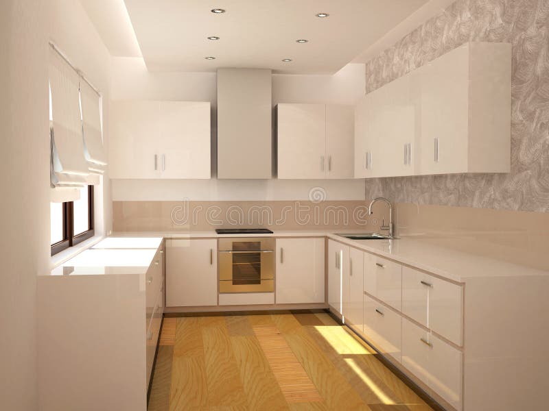 3D Visualization of a Kitchen Interior Design Stock Illustration ...