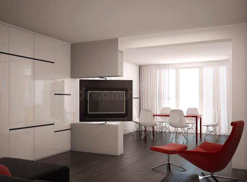 3D Visualization of a Living Room Interior Design Stock Illustration ...